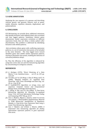 CCC-Bicluster Analysis for Time Series Gene Expression Data | PDF