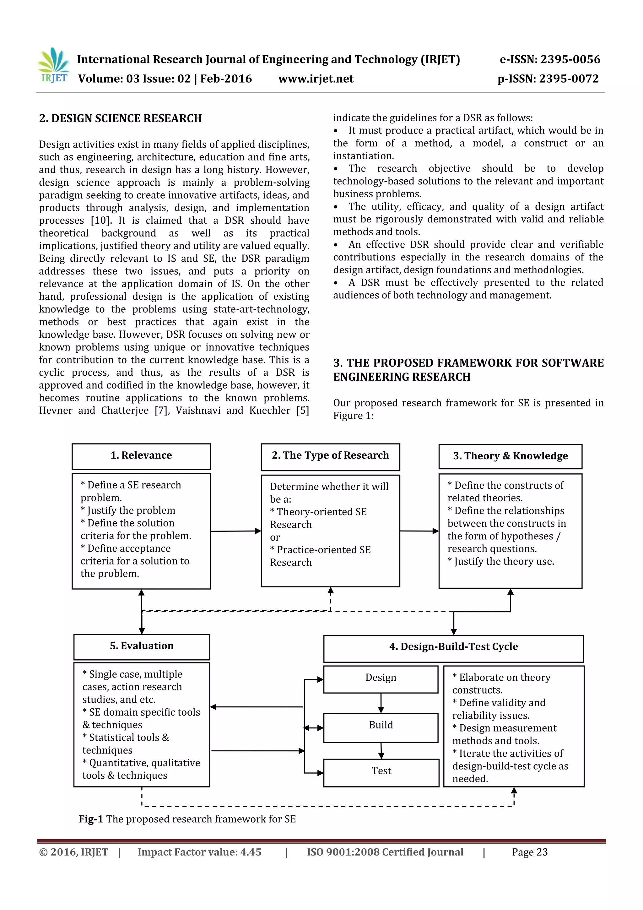 Towards A Software Engineering Research Framework Extending Design Science Research Pdf