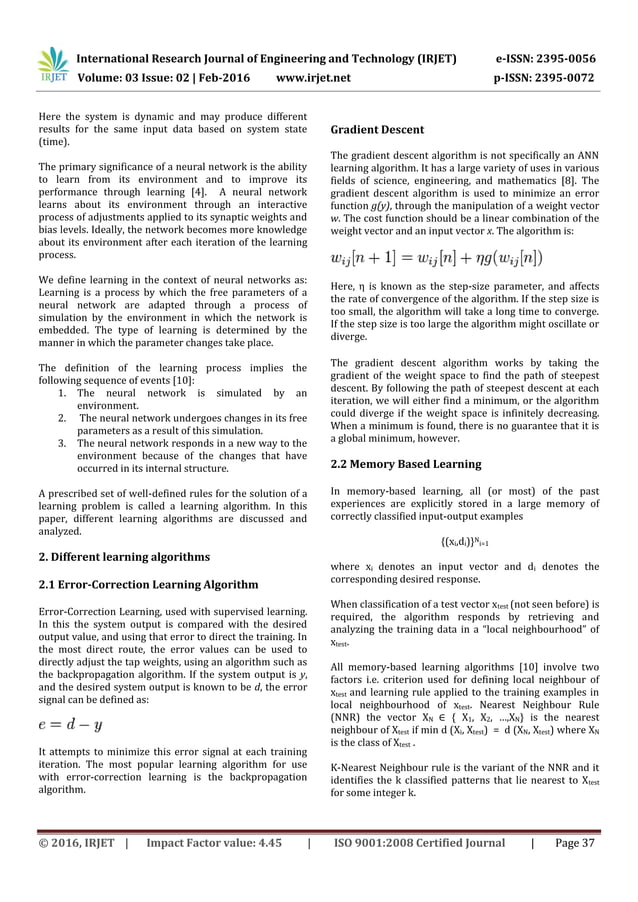 Survey On Artificial Neural Network Learning Technique Algorithms Pdf