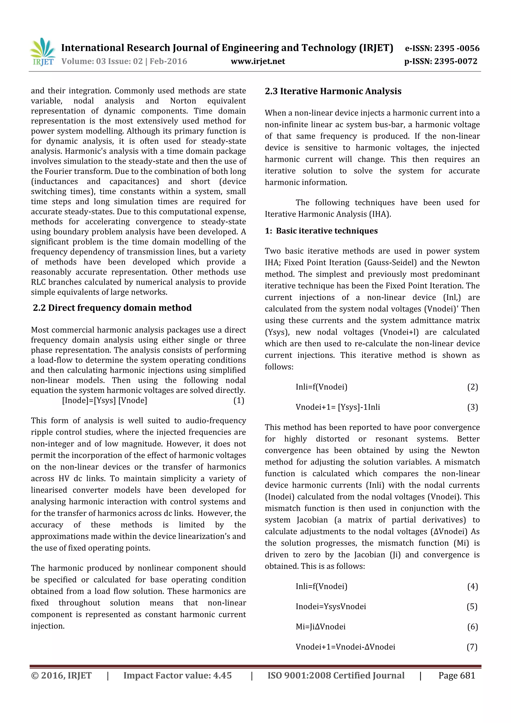 Harmonic Analysis Techniques of Power System-A Review | PDF