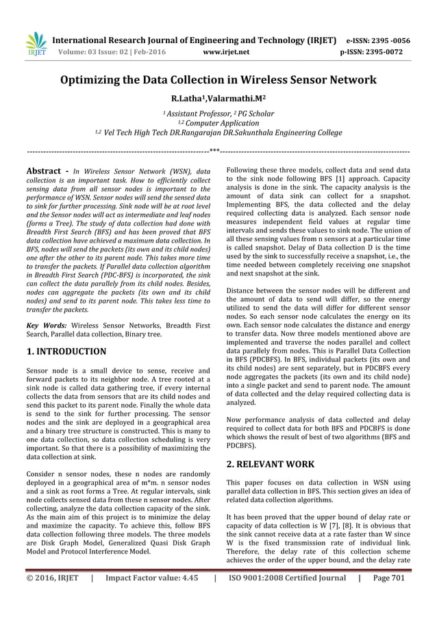 Optimizing the Data Collection in Wireless Sensor Network | PDF