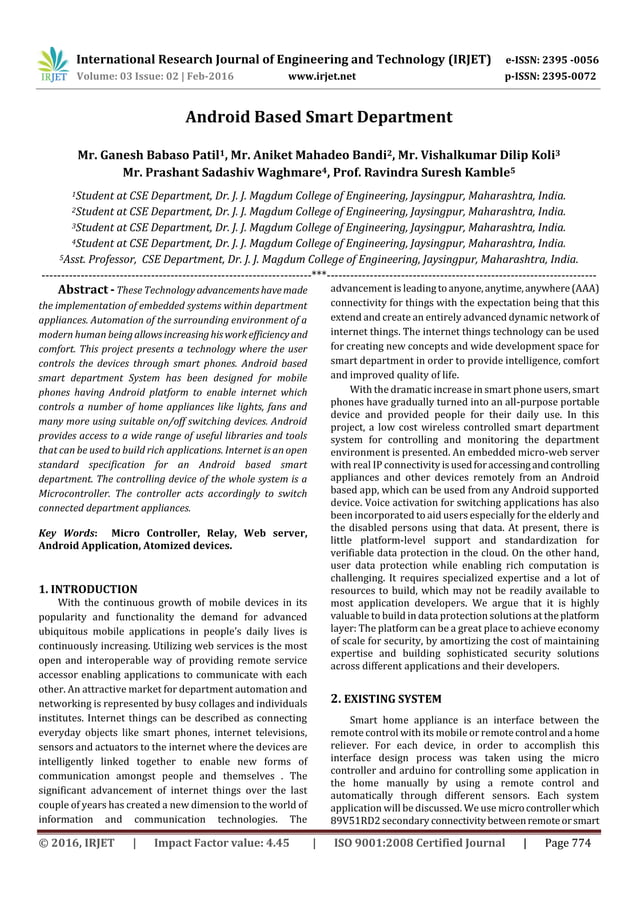 Android Based Smart Department | PDF