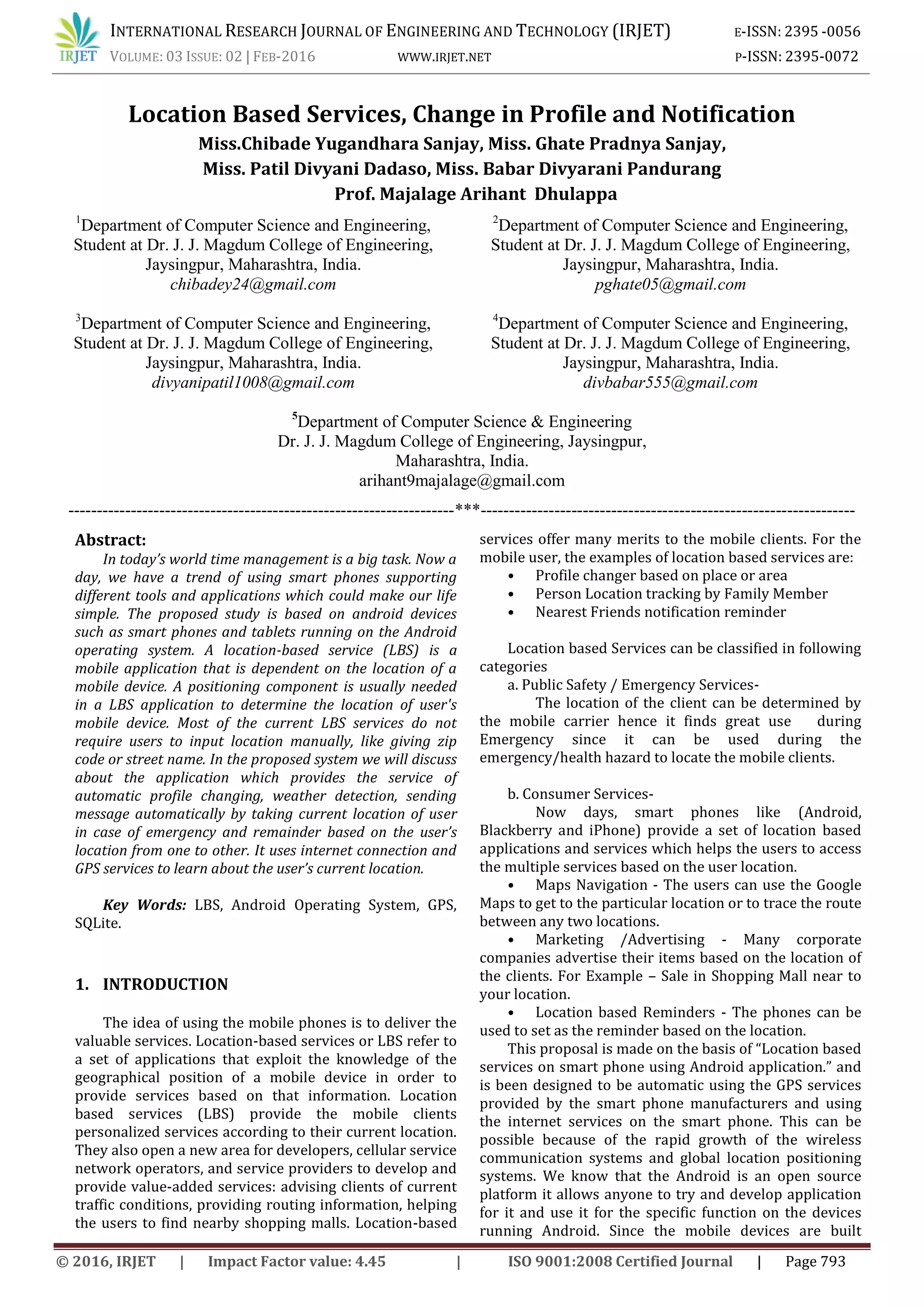 Location Based Services, Change in Profile and Notification | PDF | Operating Systems | Computer ...