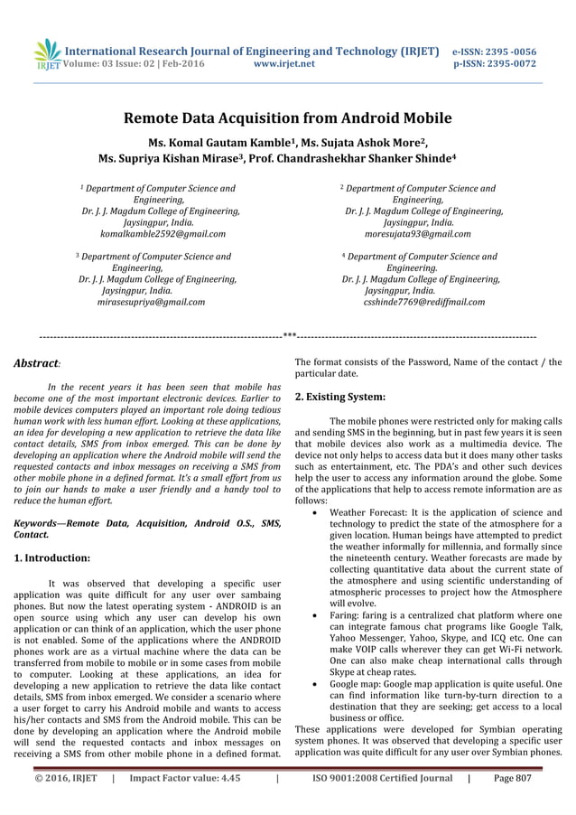 Remote Data Acquisition from Android Mobile | PDF