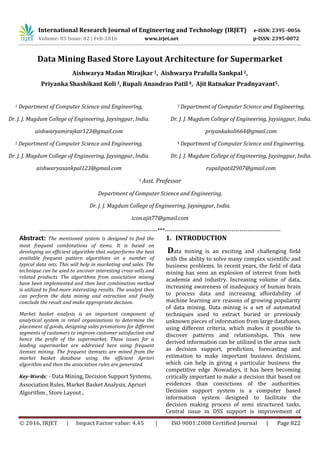 Data Mining Based Store Layout Architecture for Supermarket | PDF