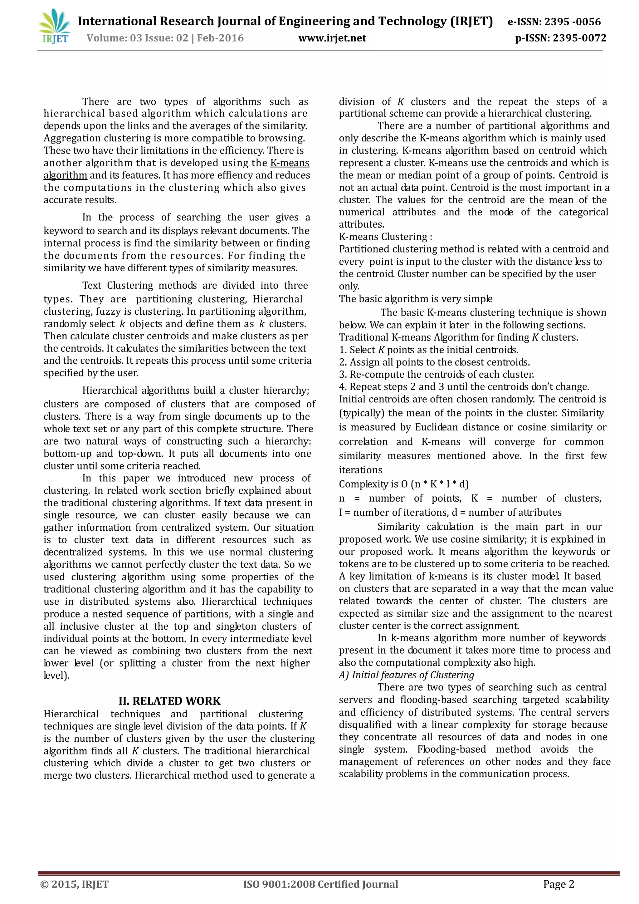 A Competent and Empirical Model of Distributed Clustering | PDF