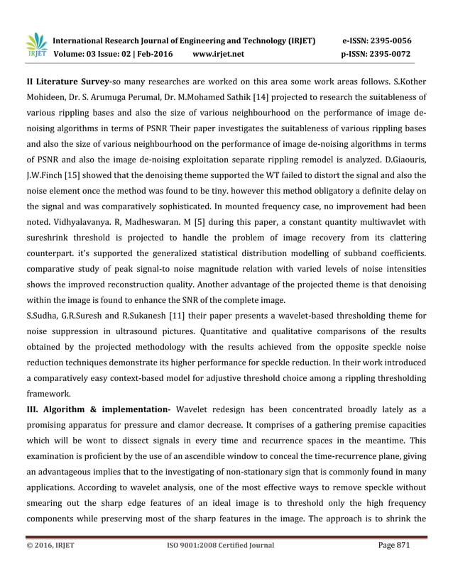 Implementation Of Noise Removal Methods Of Images Using Discrete Wavelet Transform And Filters Pdf