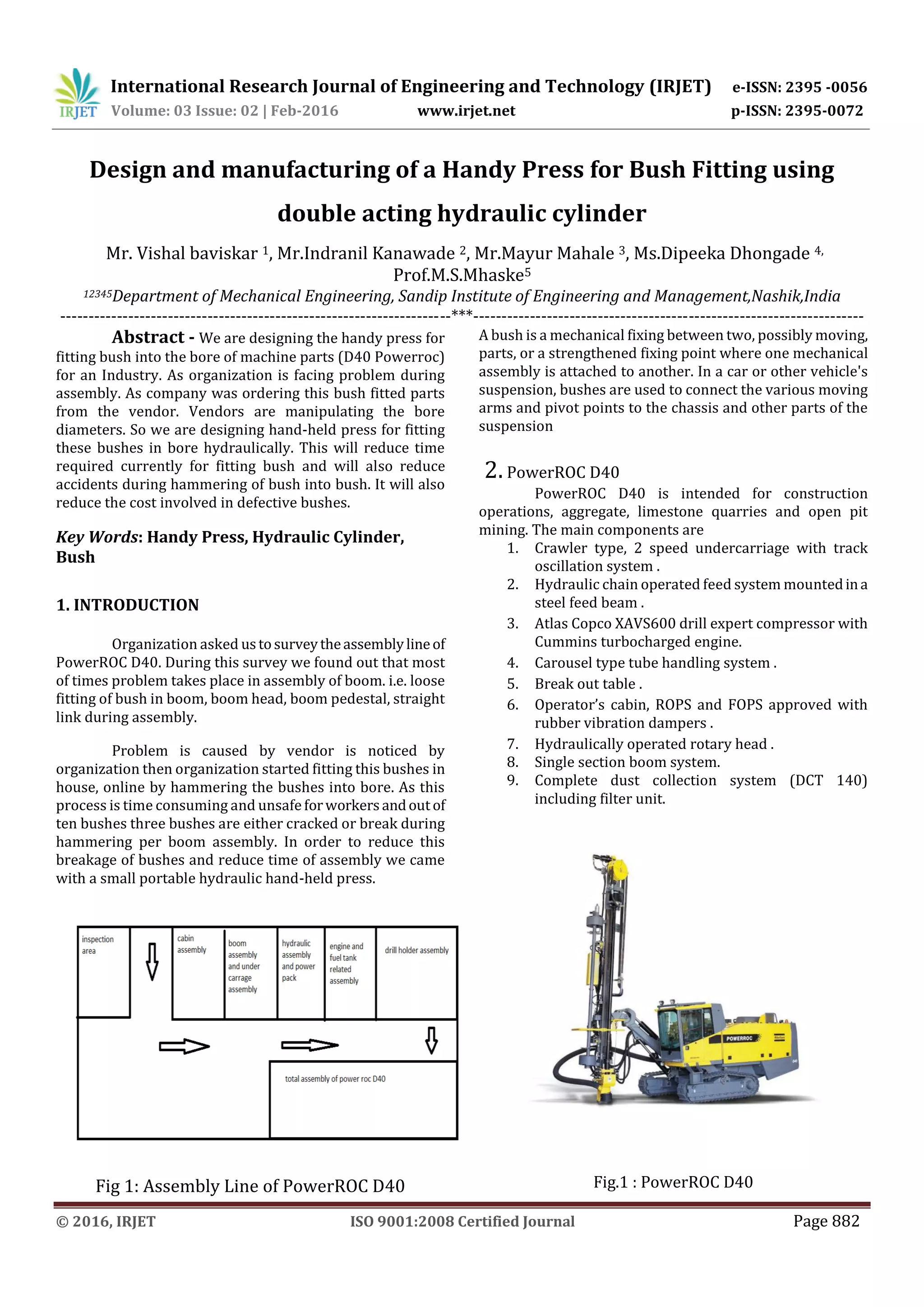 Design and manufacturing of a Handy Press for Bush Fitting using double ...