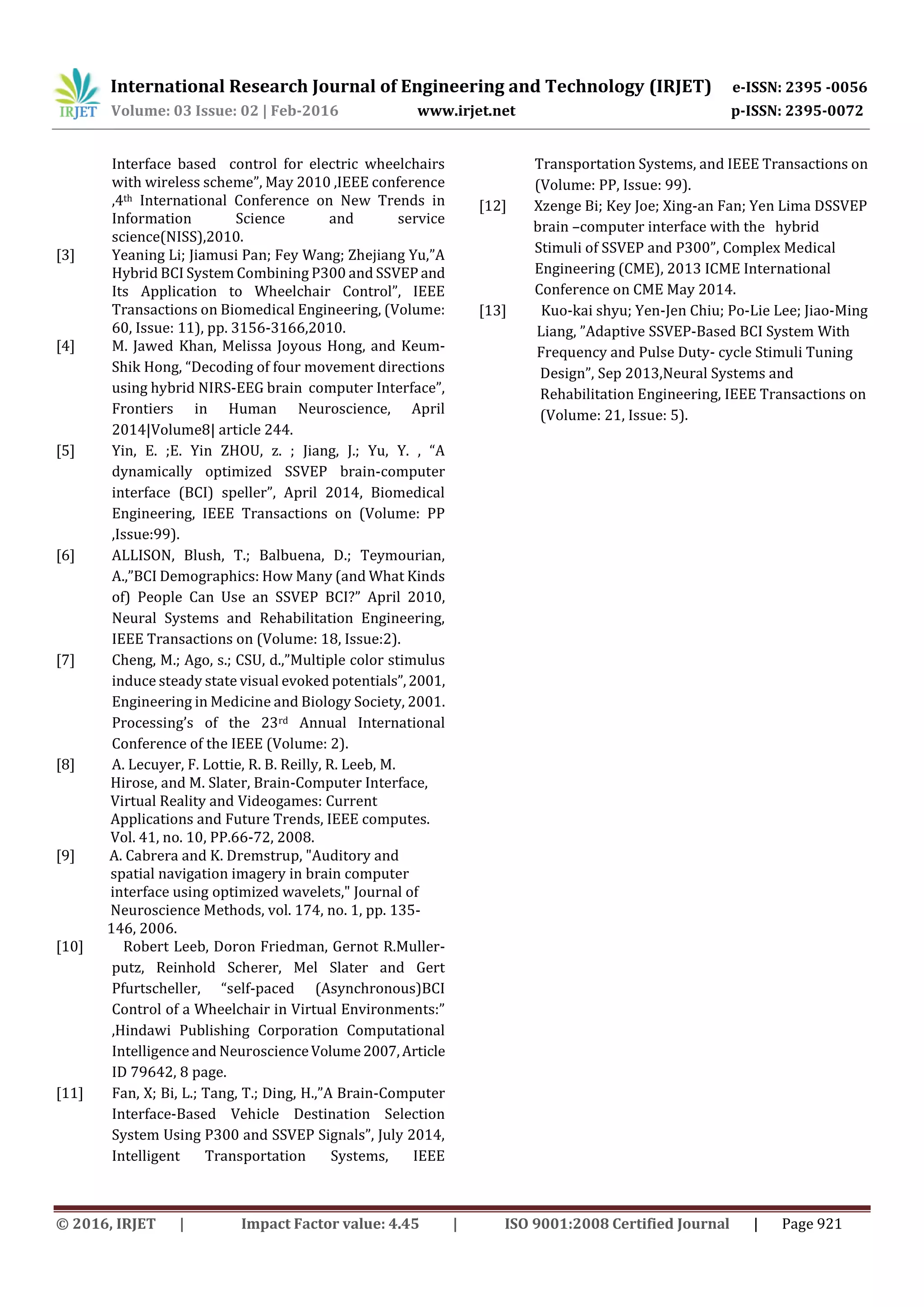 Design and Implementation of Brain Computer Interface for Wheelchair control | PDF