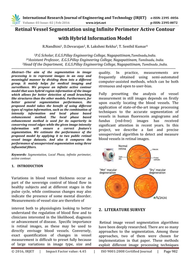 Retinal Vessel Segmentation using Infinite Perimeter Active Contour with Hybrid Information ...