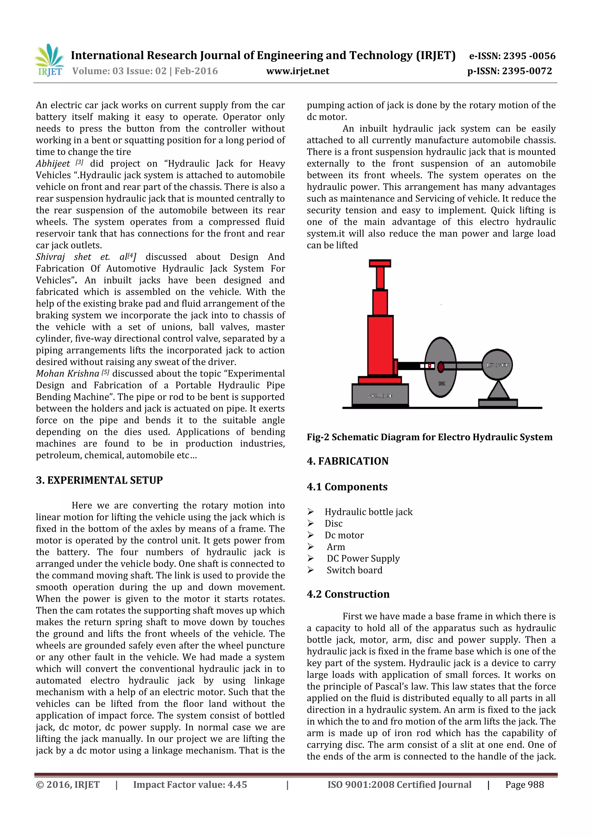 Fabrication of Electro Hydraulic Jack | PDF