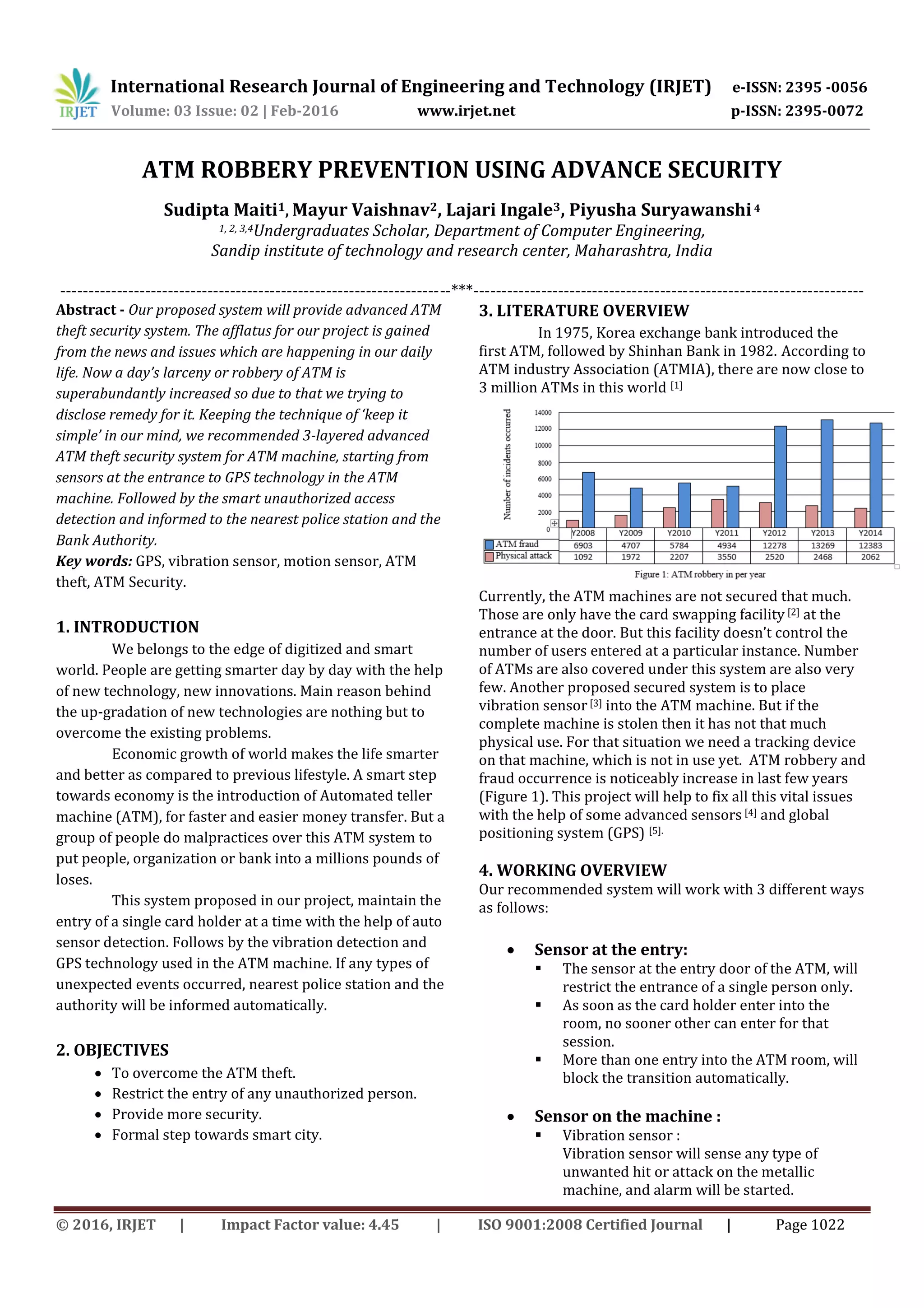 ATM Robbery Prevention Using Advance Security | PDF