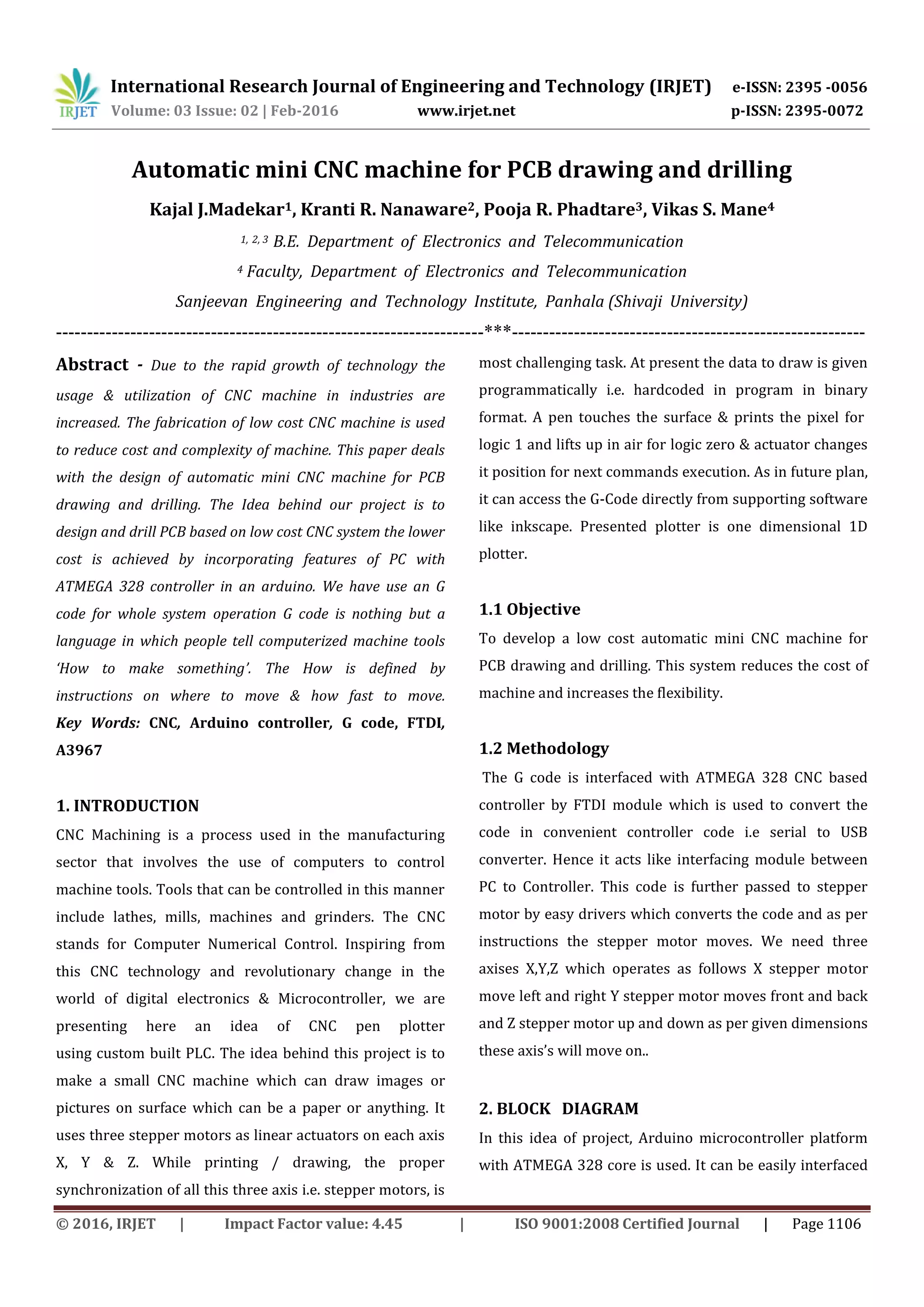 Automatic mini CNC machine for PCB drawing and drilling | PDF