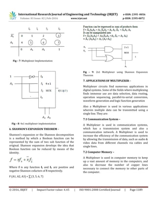 Design and Implementation of Boolean Functions using Multiplexer and ...