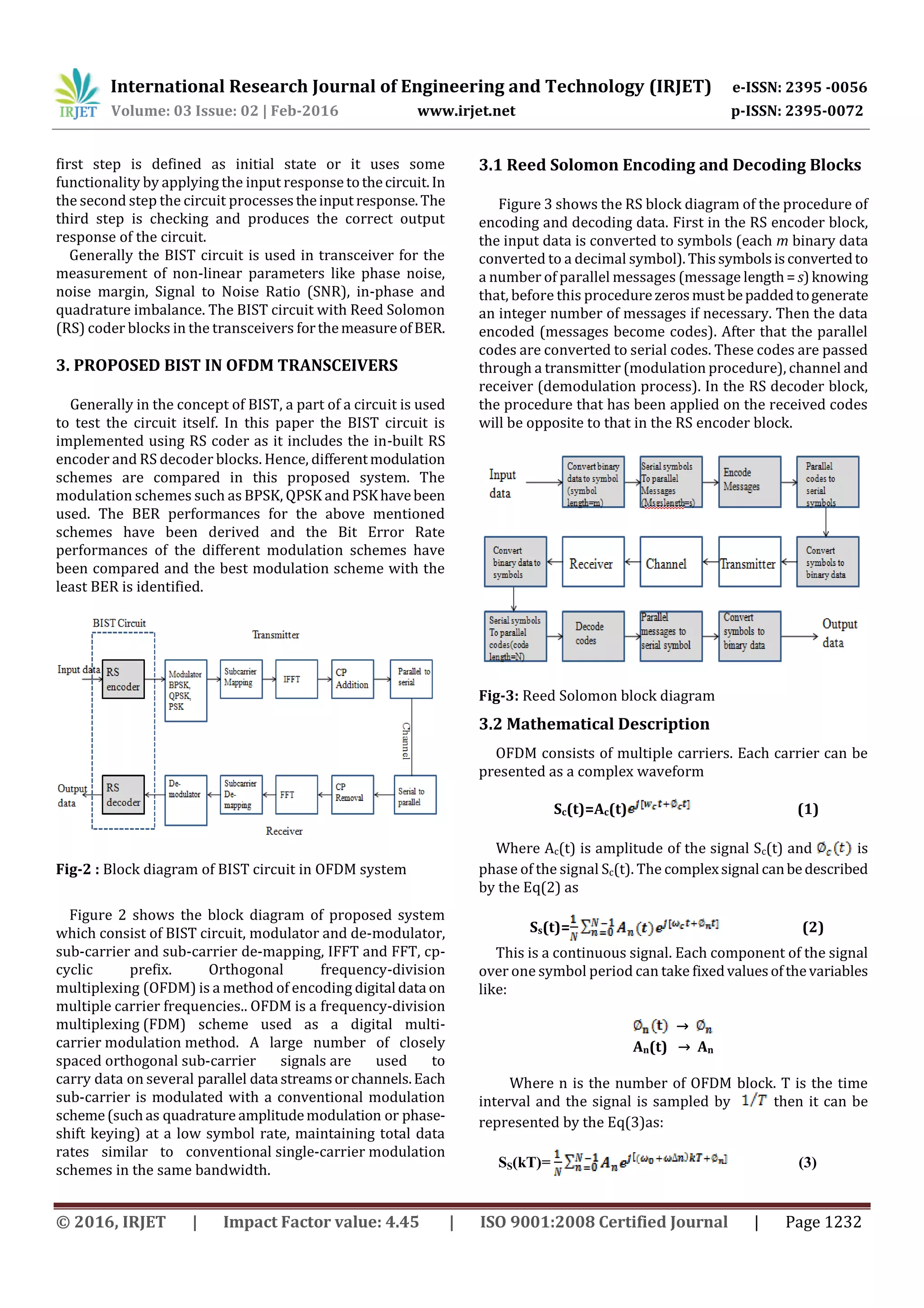 FPGA Implementation of BIST in OFDM Transceivers | PDF