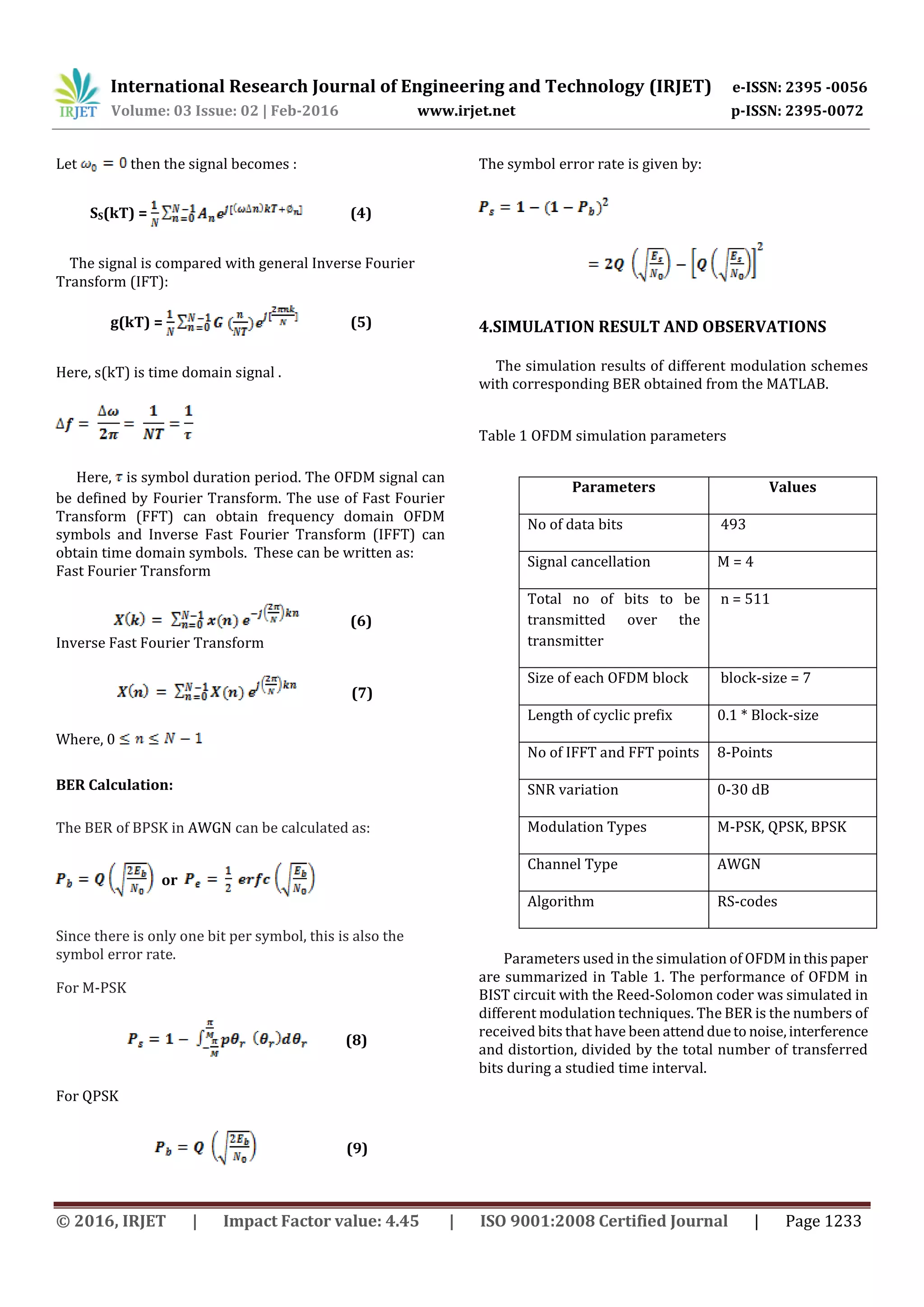 Fpga Implementation Of Bist In Ofdm Transceivers Pdf
