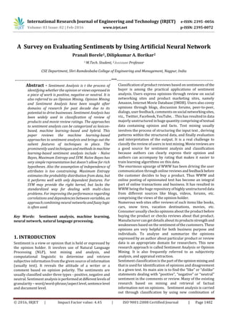A Survey on Evaluating Sentiments by Using Artificial Neural Network | PDF | Internet | Computing