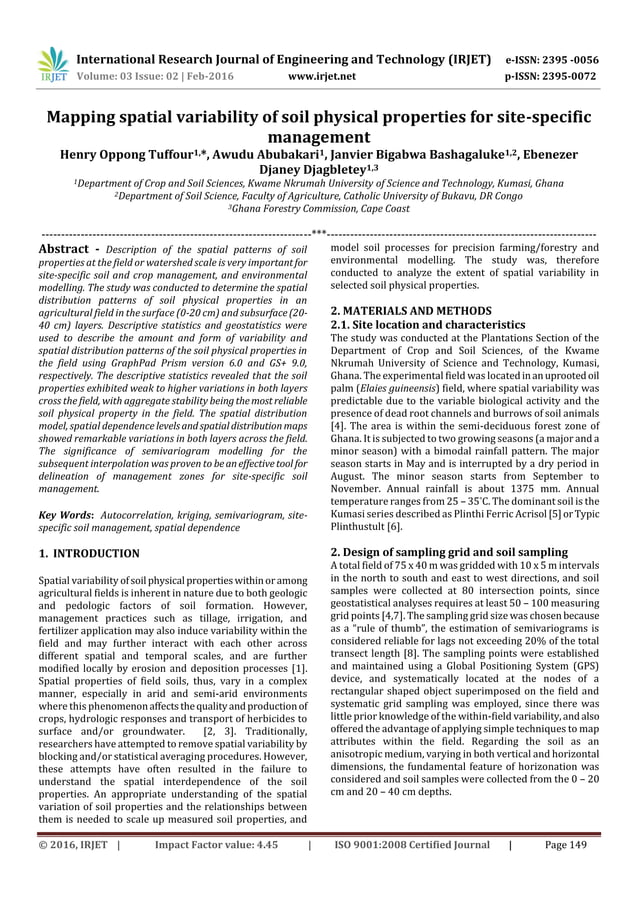 Mapping spatial variability of soil physical properties for site-specific management | PDF