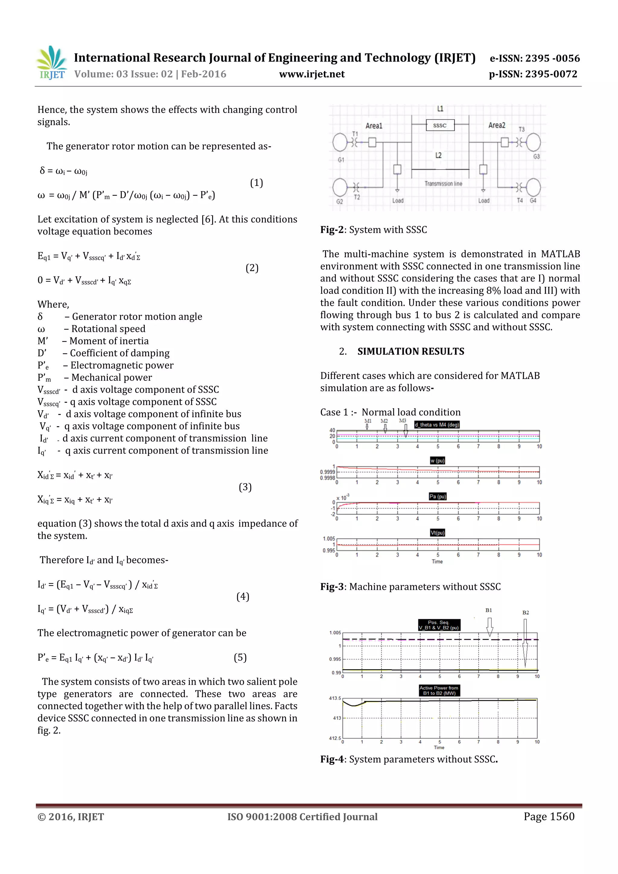 Multi Machine System With Series Facts Device Static Synchronous Series Compensator Pdf