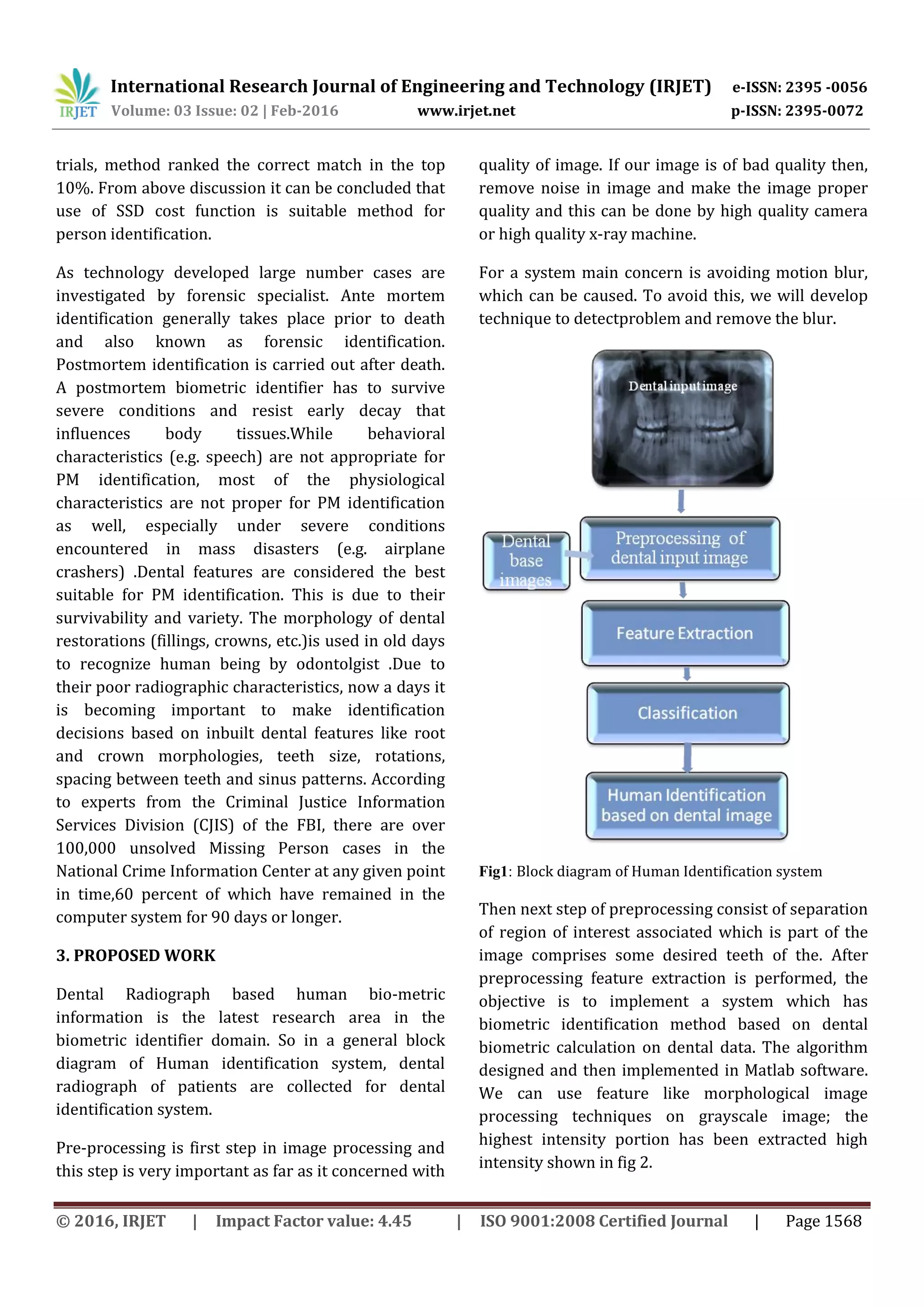 Dental Biometric Approach for Human Identification using Dental X-Ray ...