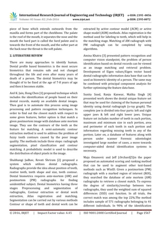 Dental Biometric Approach for Human Identification using Dental X-Ray Images of Maxillary Bone | PDF