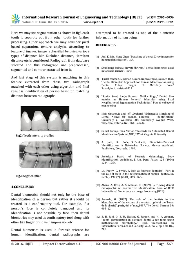 Dental Biometric Approach for Human Identification using Dental X-Ray ...