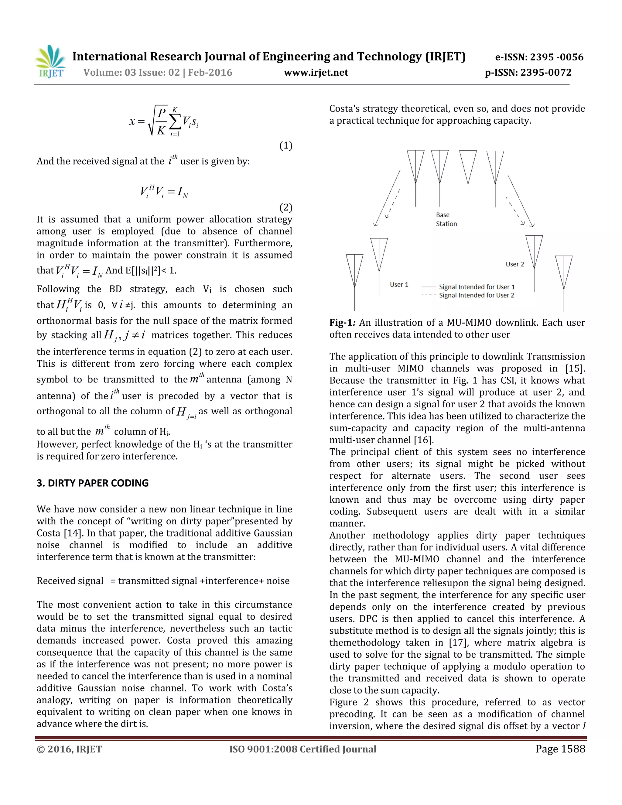 Multi user-MIMO Broadcast Channel techniques | PDF