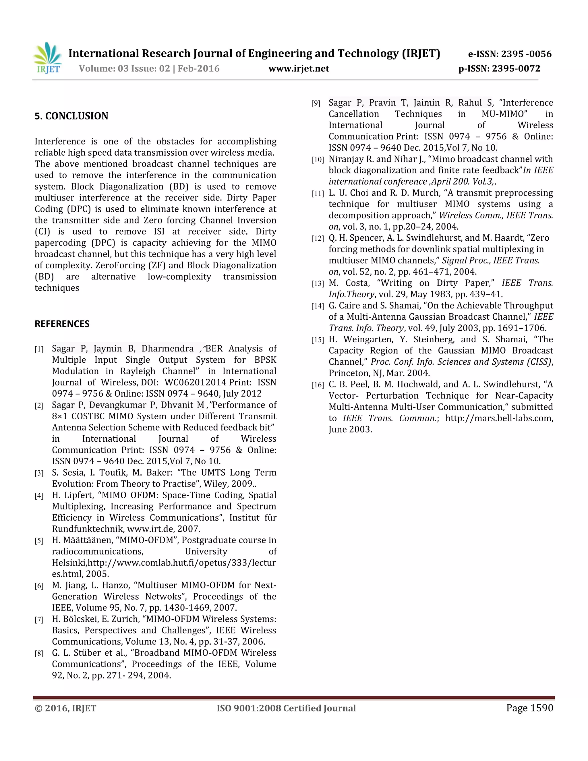 Multi user-MIMO Broadcast Channel techniques | PDF