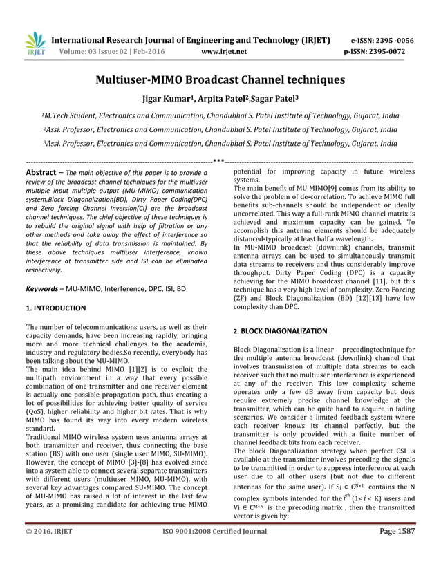 Multi user-MIMO Broadcast Channel techniques | PDF