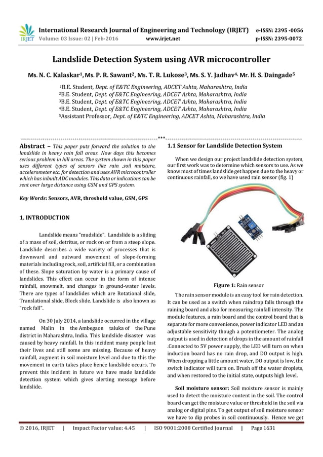 Landslide Detection System using AVR microcontroller | PDF | Geology | Science