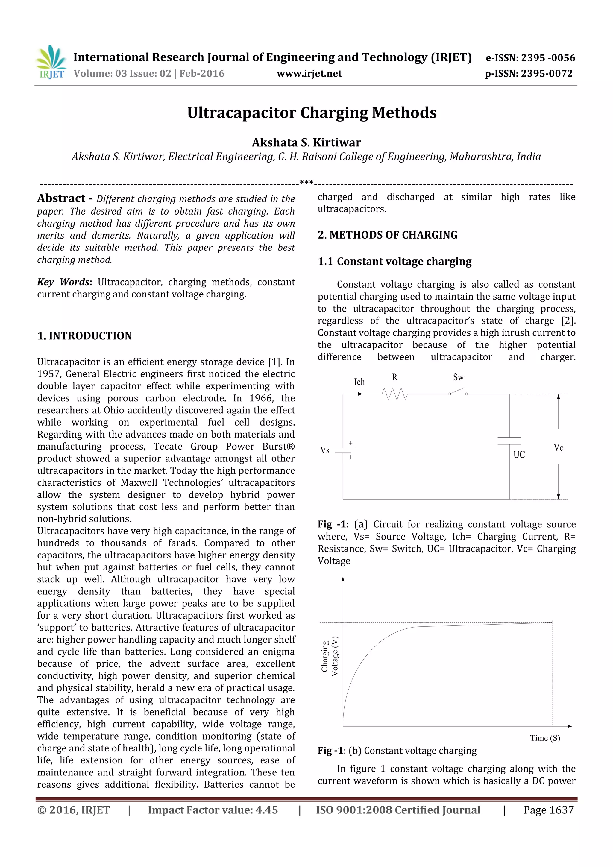 Ultracapacitor Charging Methods | PDF