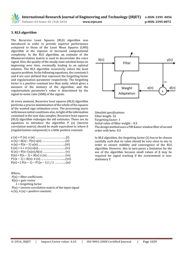 Real Time Active Noise Cancellation Using Adaptive Filters Following Rls And Lms Algorithm Pdf
