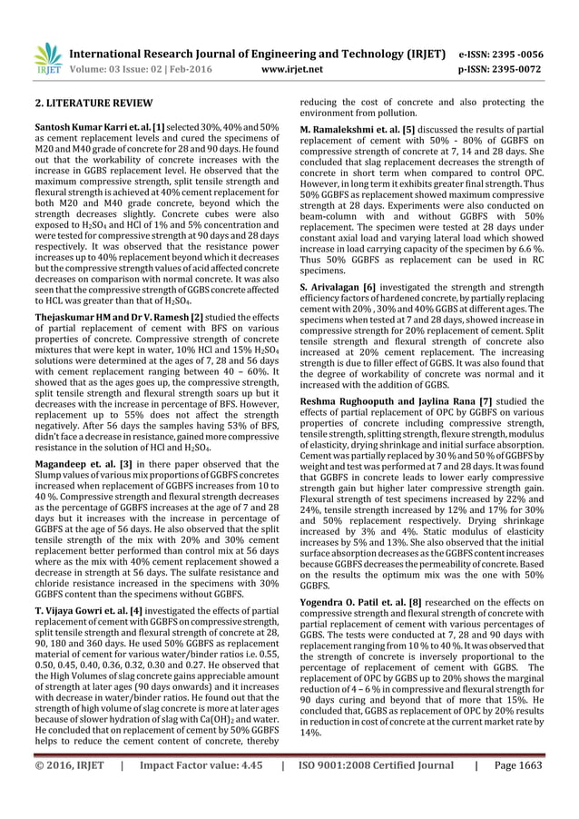 Effect of Ground Granulated Blast Furnace Slag as Partial Cement ...