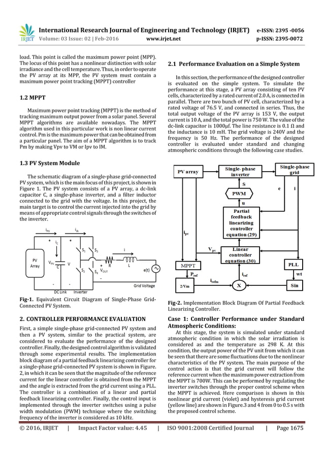 Nonlinear Current Controller For A Single Phase Grid Connected