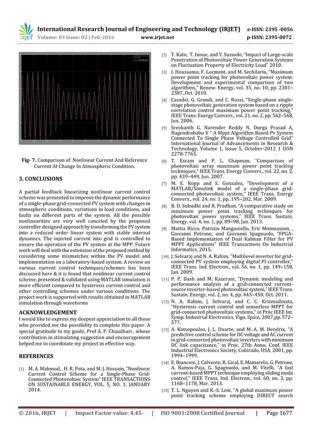 Nonlinear Current Controller For A Single Phase Grid Connected