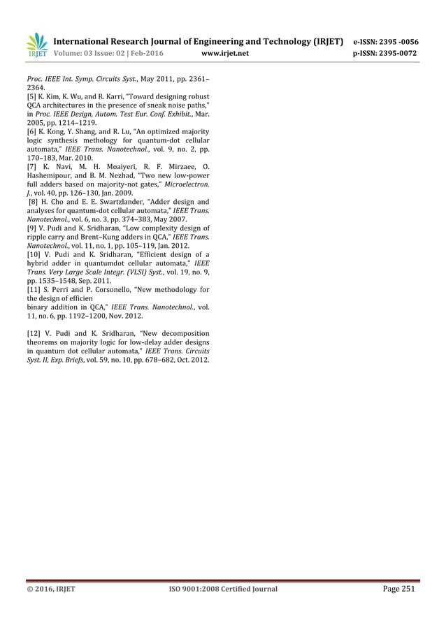 New Design Approach To Implement Binary Adder By Using Qca Pdf Computer Peripherals Computing