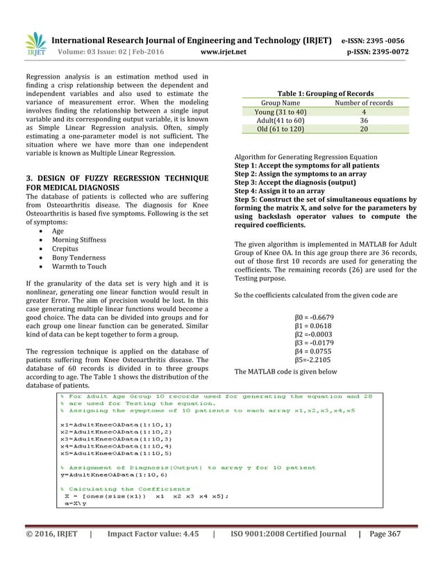 Fuzzy Regression Model For Knee Osteoarthritis Disease Diagnosis Pdf