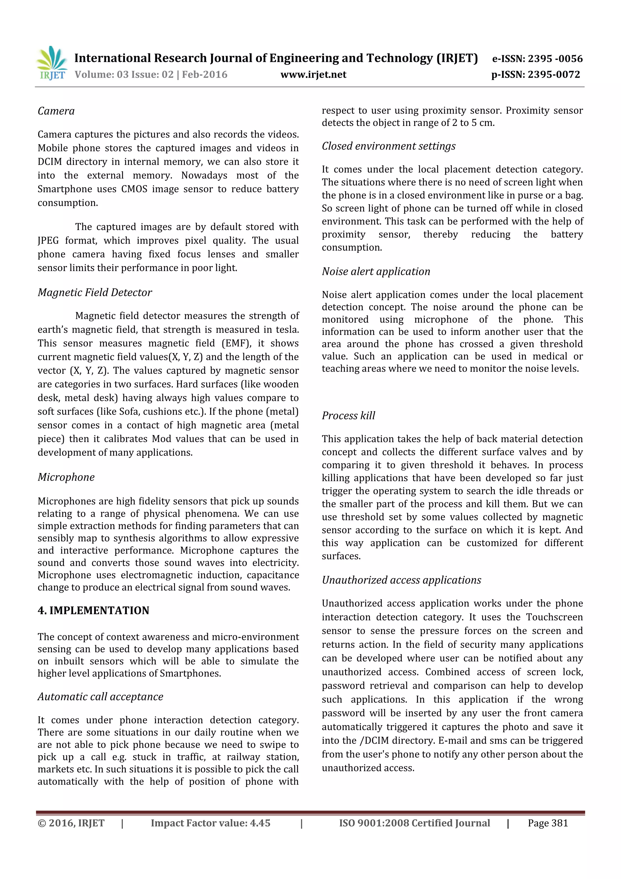 SHERLOCK: Energy Efficient and Continuous Environment Sensing Android Applications | PDF ...