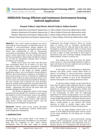 SHERLOCK: Energy Efficient and Continuous Environment Sensing Android Applications | PDF ...