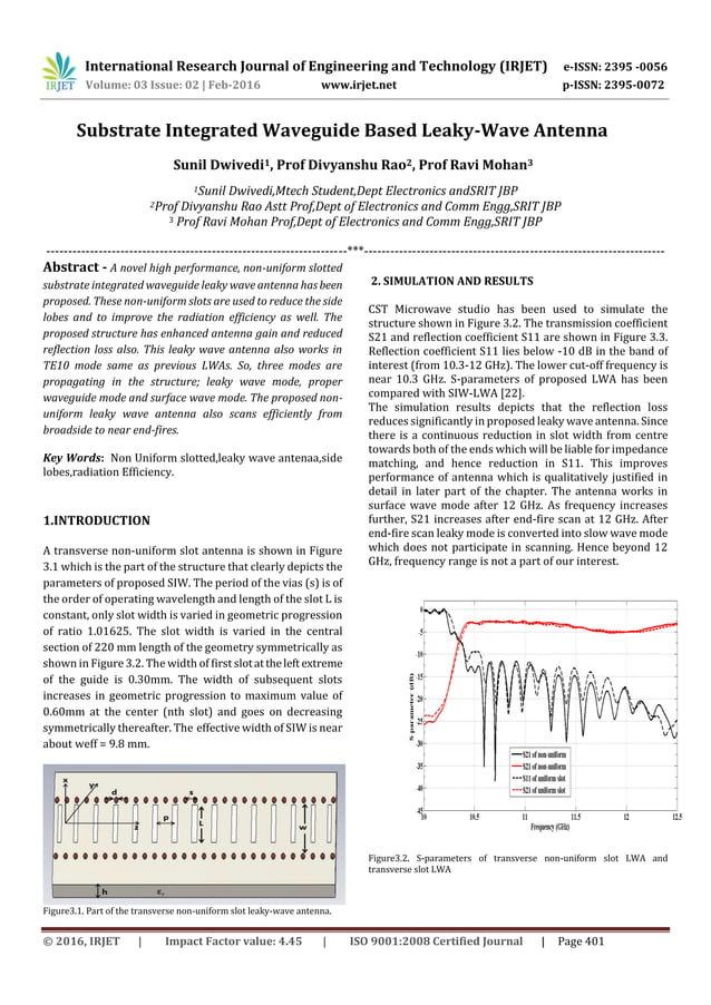 Substrate Integrated Waveguide Based Leaky-Wave Antenna | PDF