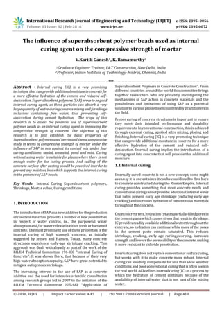 The influence of superabsorbent polymer beads used as internal curing ...