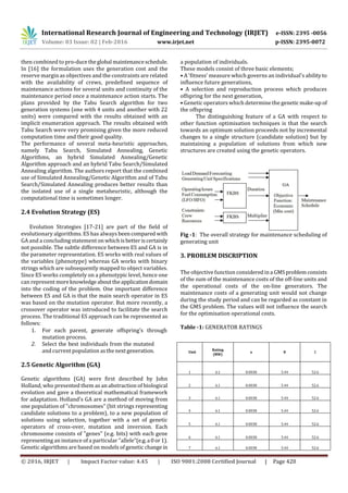 Generator Maintenance Scheduling Of Power System Using Hybrid Technique | PDF | Genetics | Science