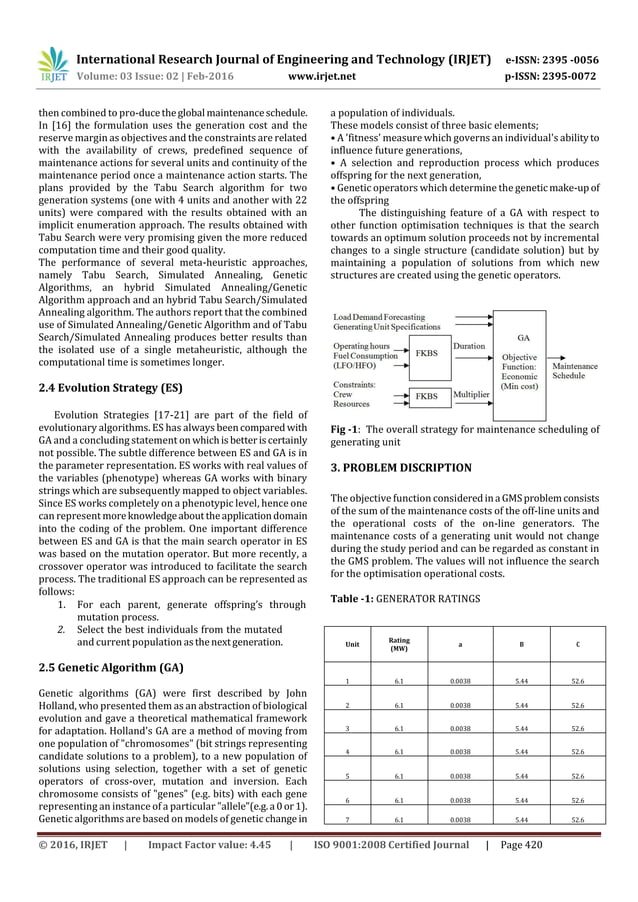 Generator Maintenance Scheduling Of Power System Using Hybrid Technique | PDF | Genetics | Science