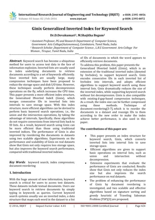 Ginix Generalized Inverted Index for Keyword Search | PDF