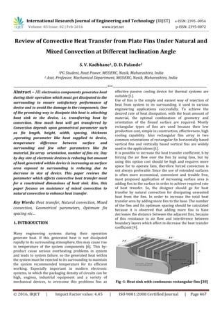 Review of Convective Heat Transfer from Plate Fins Under Natural and ...