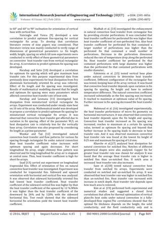 Review of Convective Heat Transfer from Plate Fins Under Natural and ...