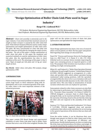Design Optimization of Roller Chain Link Plate used in Sugar Industry | PDF | Physics | Science