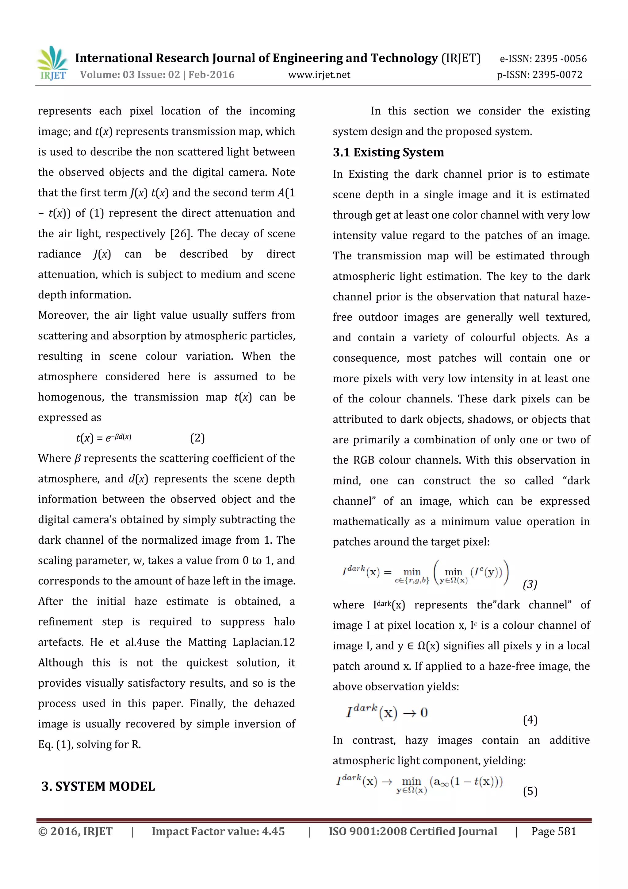 Enhanced Vision of Hazy Images Using Improved Depth Estimation and ...