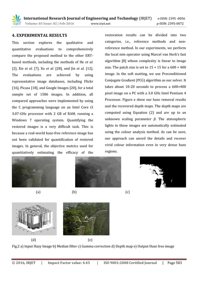 Enhanced Vision of Hazy Images Using Improved Depth Estimation and Color Analysis | PDF | Photo ...