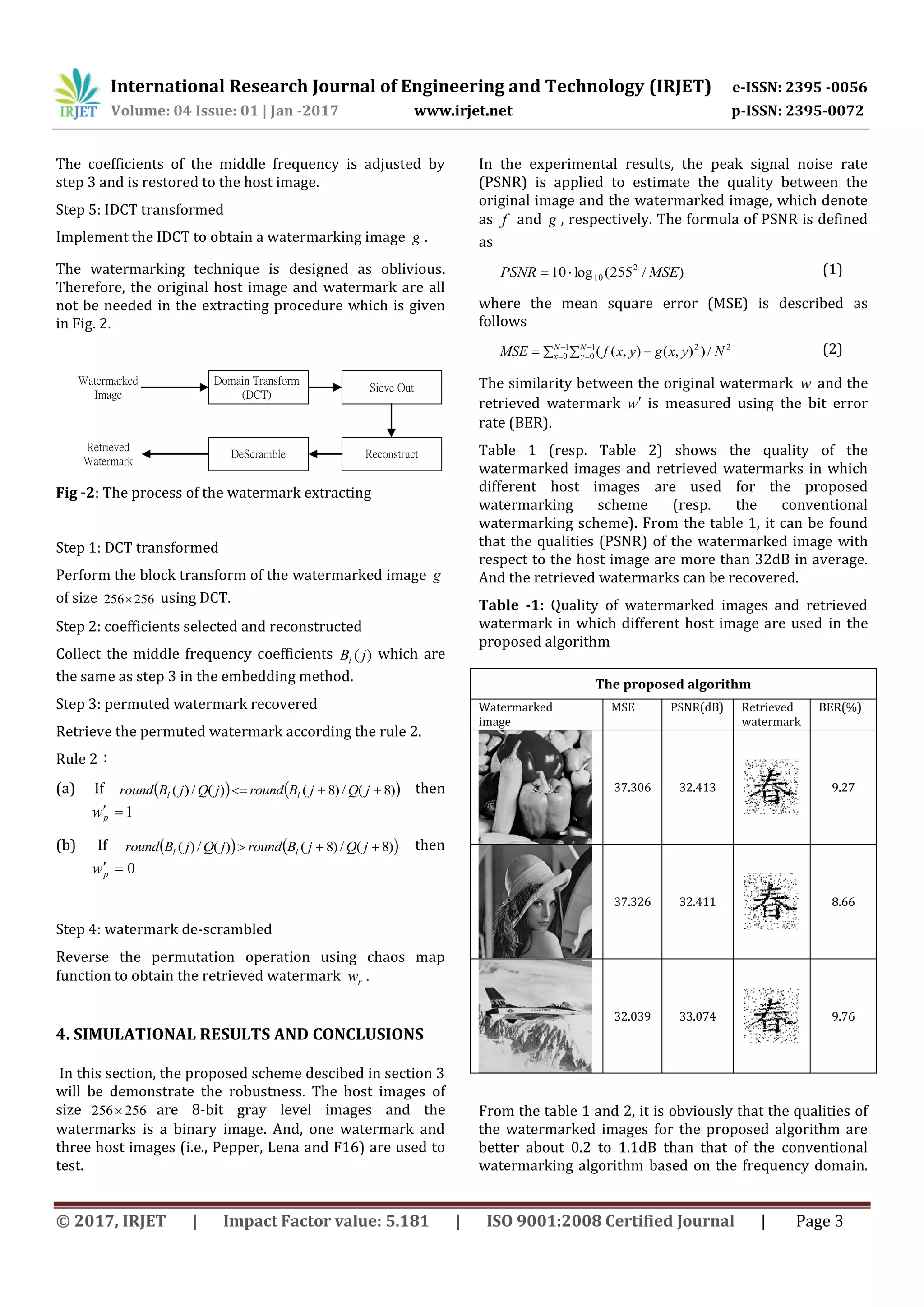 IRJET-A Blind Watermarking Algorithm | PDF